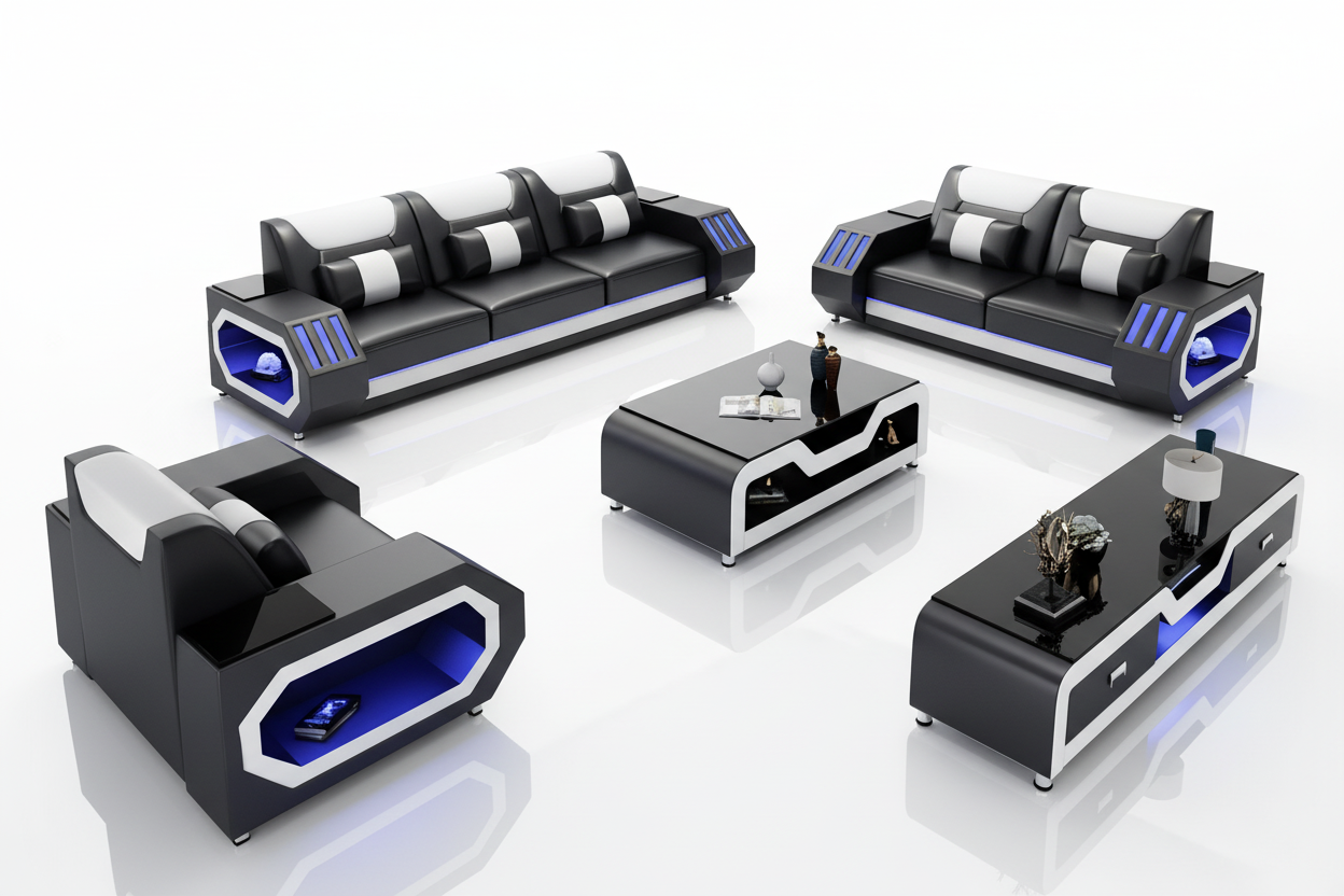 Omont LED Sofa Set - 3-Piece Living Room Furniture – Jubilee Furniture